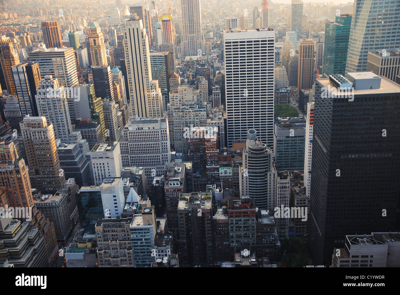 New York City manhattan skyscrapers view from air Stock Photo - Alamy