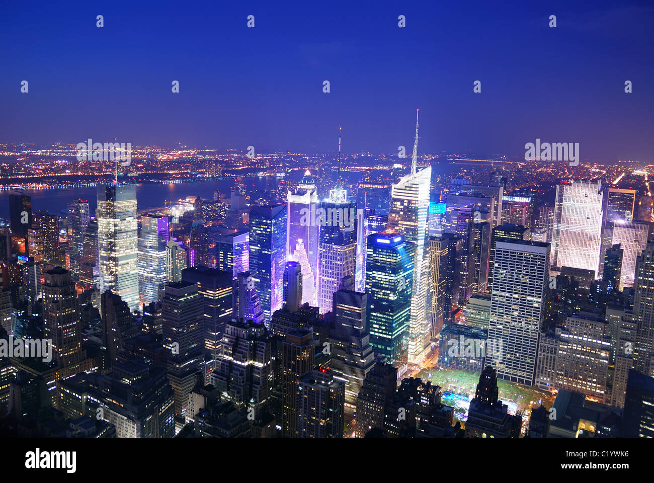 New York City Manhattan Times Square skyline aerial view panorama at ...