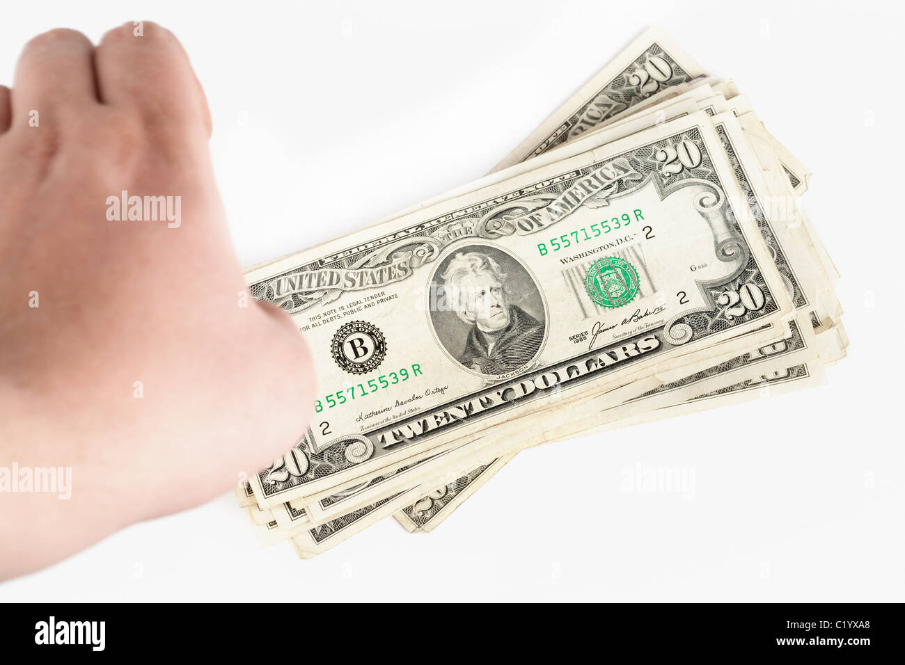 Hand reaching for money - Money background Stock Photo - Alamy