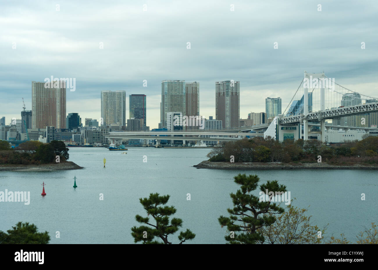 tokyo bay at night, as seen from odaiba Stock Photo - Alamy