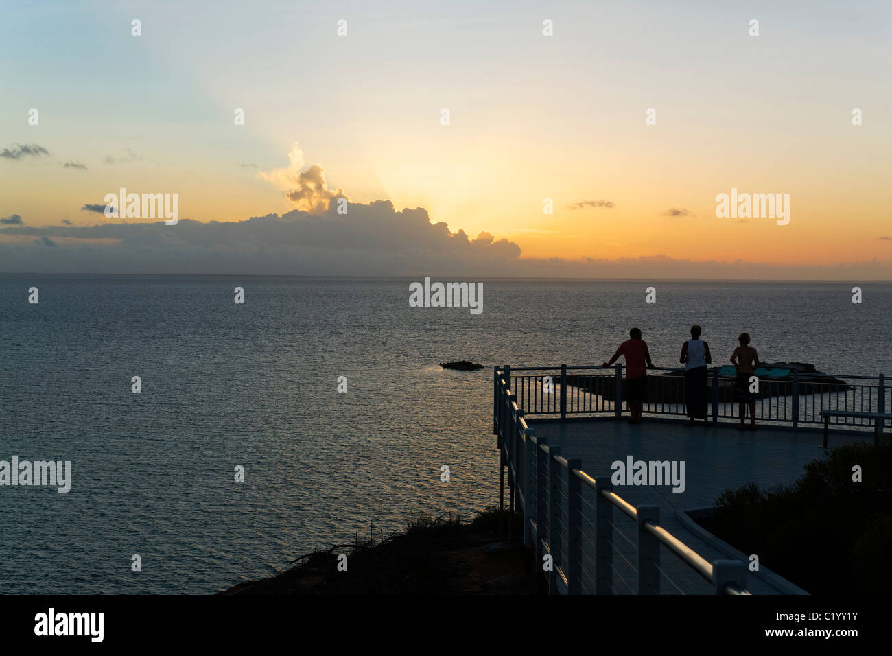 Tourists at Eagle Bluff Lookout after Sunset, Shark Bay Western ...