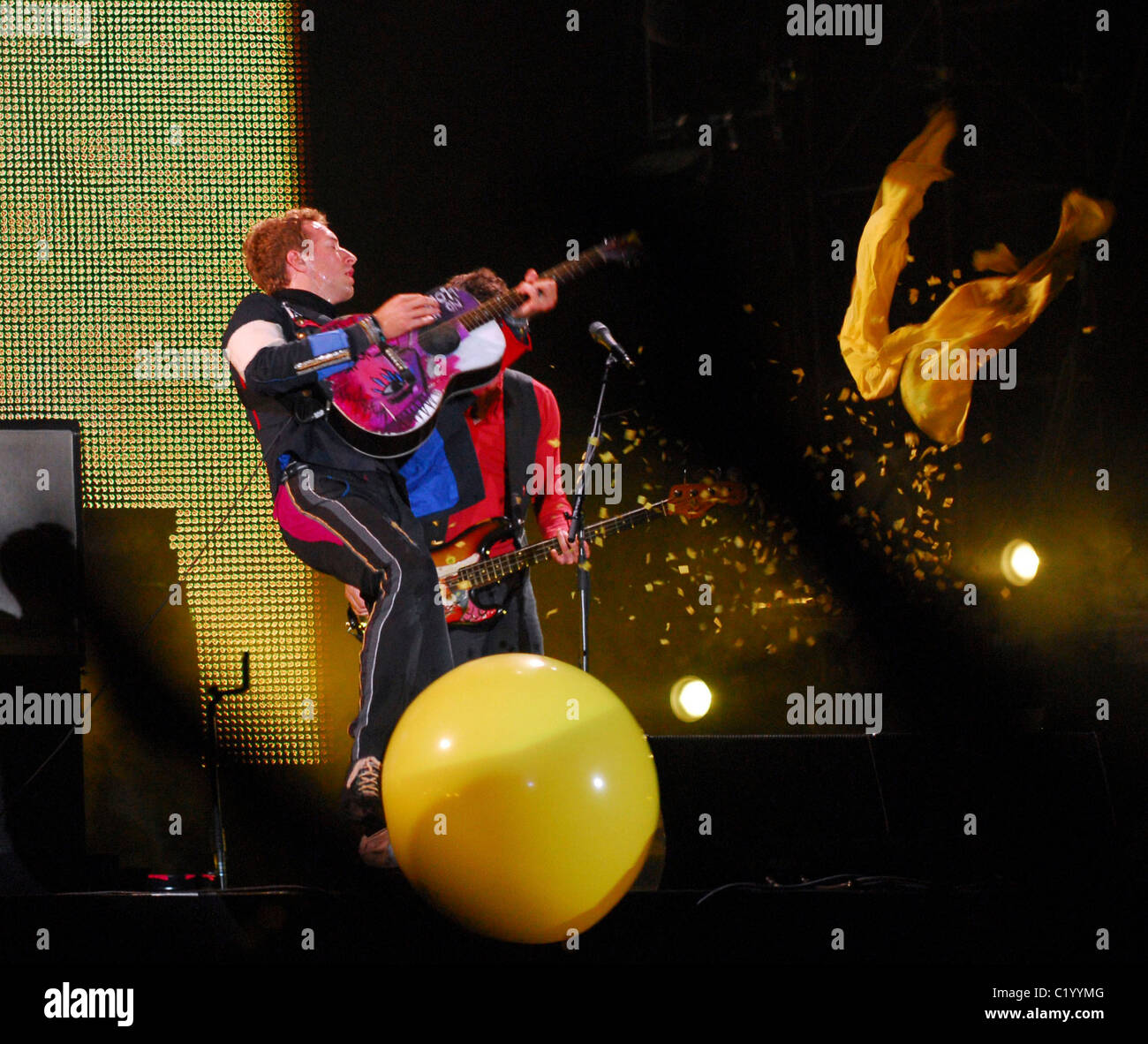 Chris Martin Coldplay perform live at the Lancashire County Cricket ...