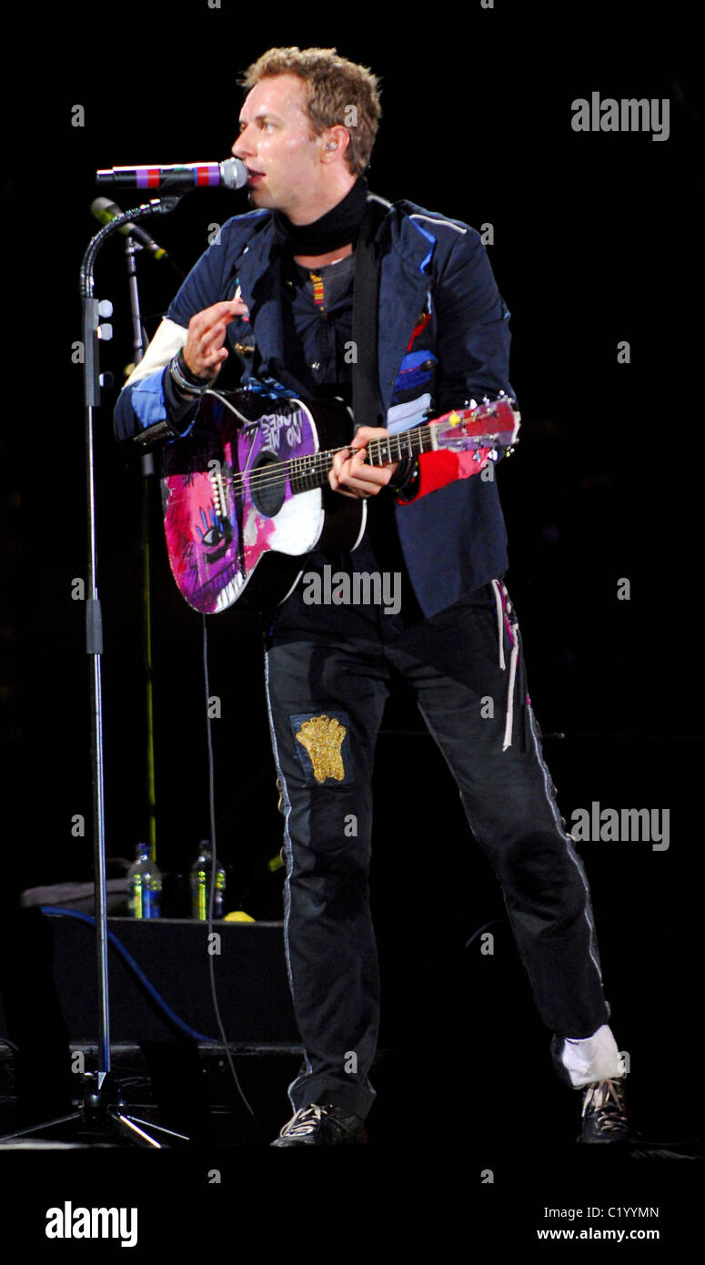 Chris Martin Coldplay perform live at the Lancashire County Cricket ...