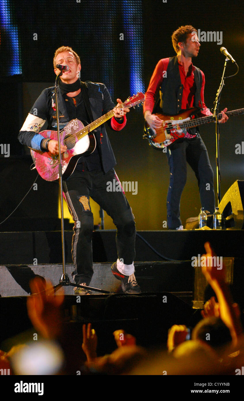 Chris Martin Coldplay perform live at the Lancashire County Cricket ...