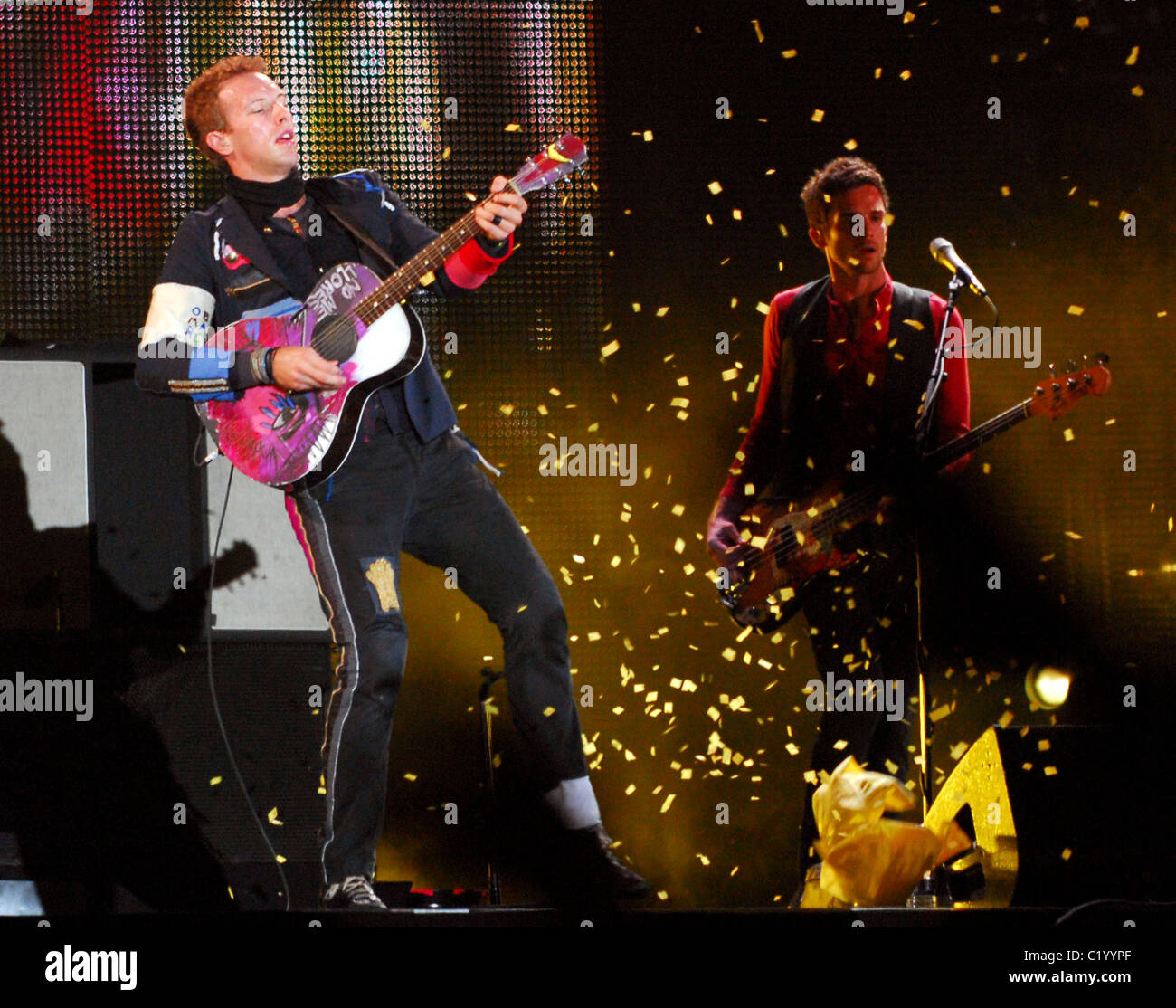 Chris Martin Coldplay perform live at the Lancashire County Cricket ...