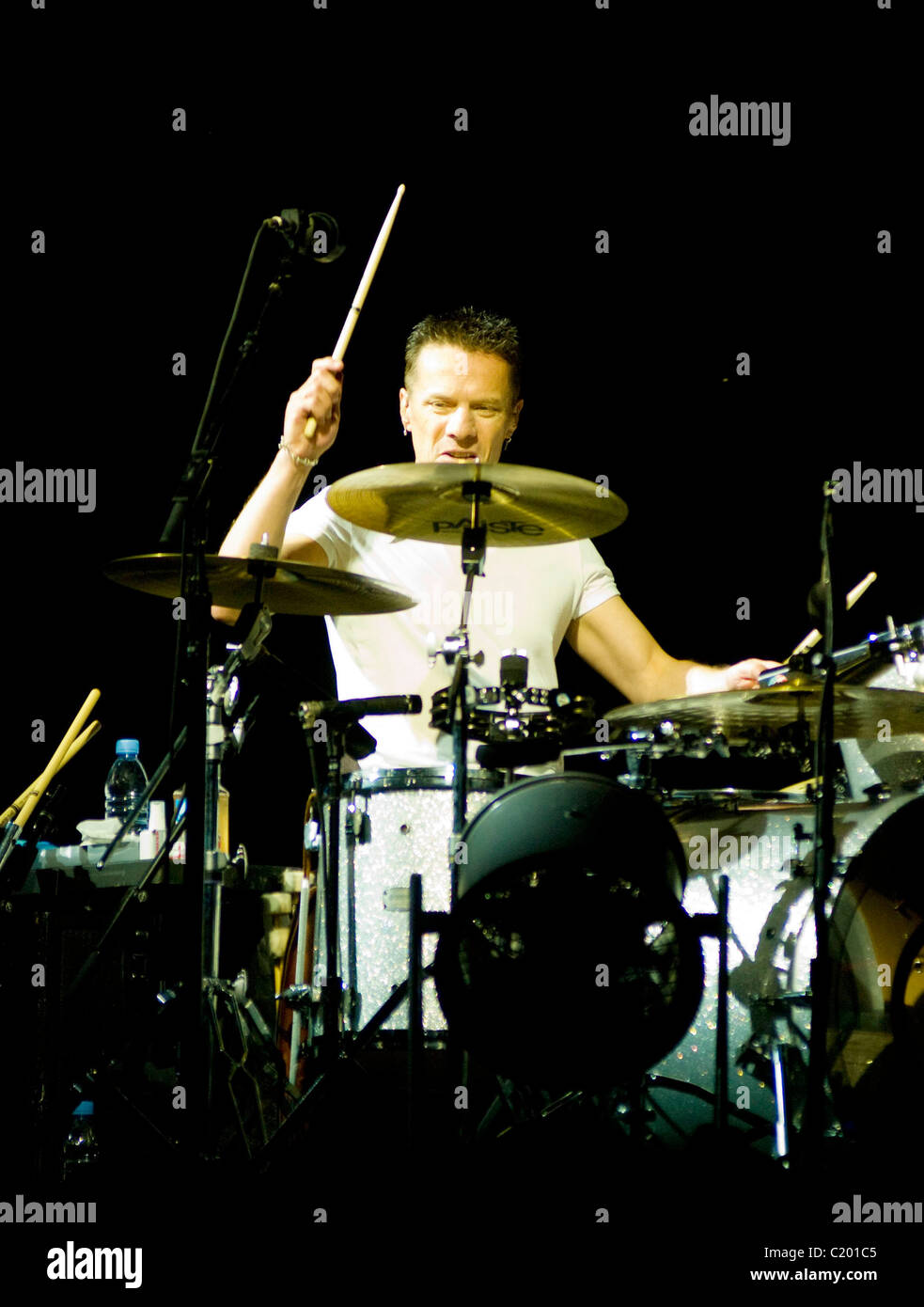 Larry Mullen, Jr. U2 performing live on their 360¦ Tour at Chicago's ...