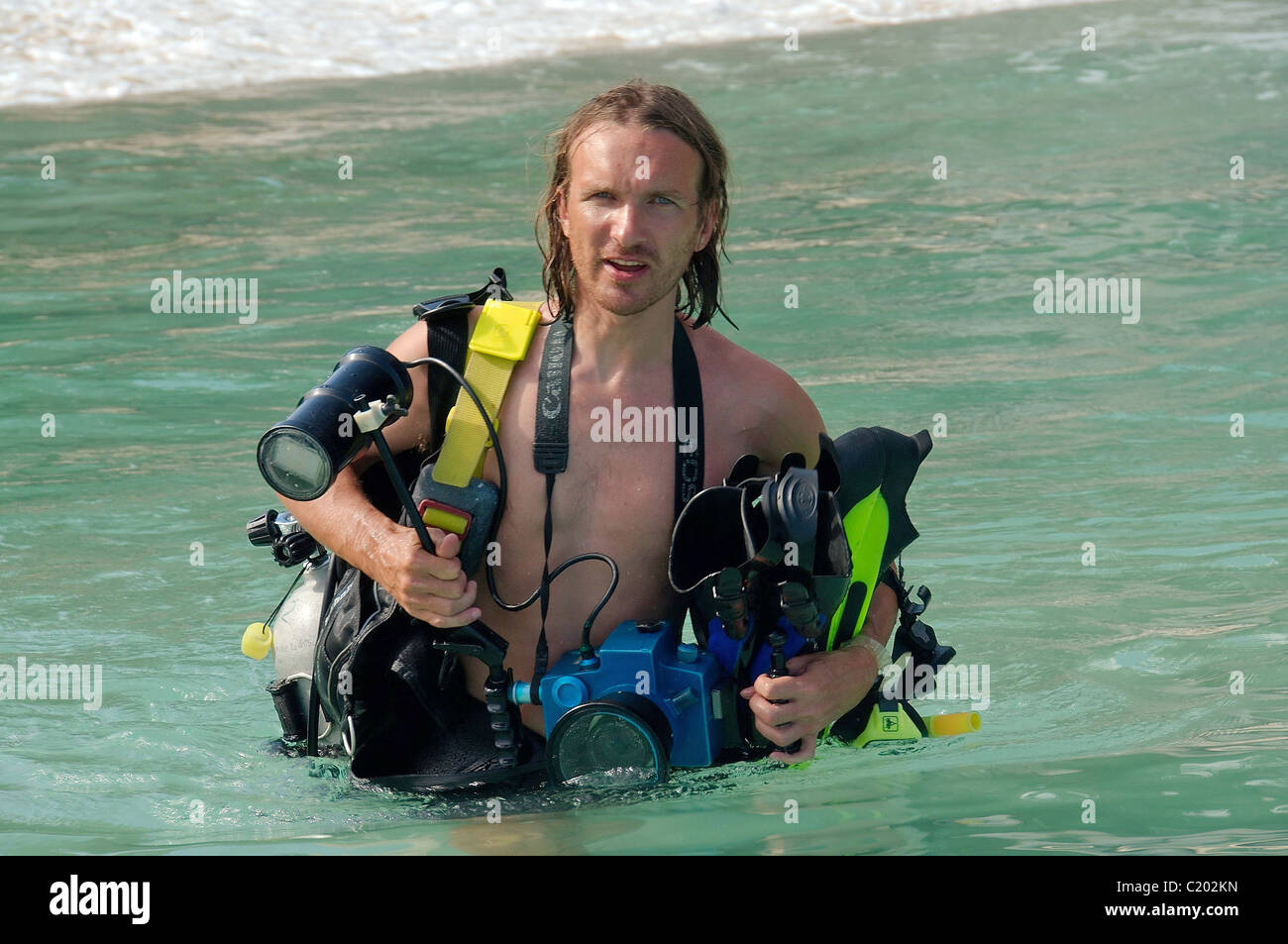 The diver. portrait underwater photographer Stock Photo - Alamy