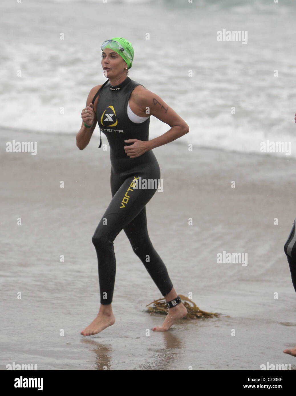 Teri Hatcher competes in the Malibu Triathlon. Los Angeles, California ...