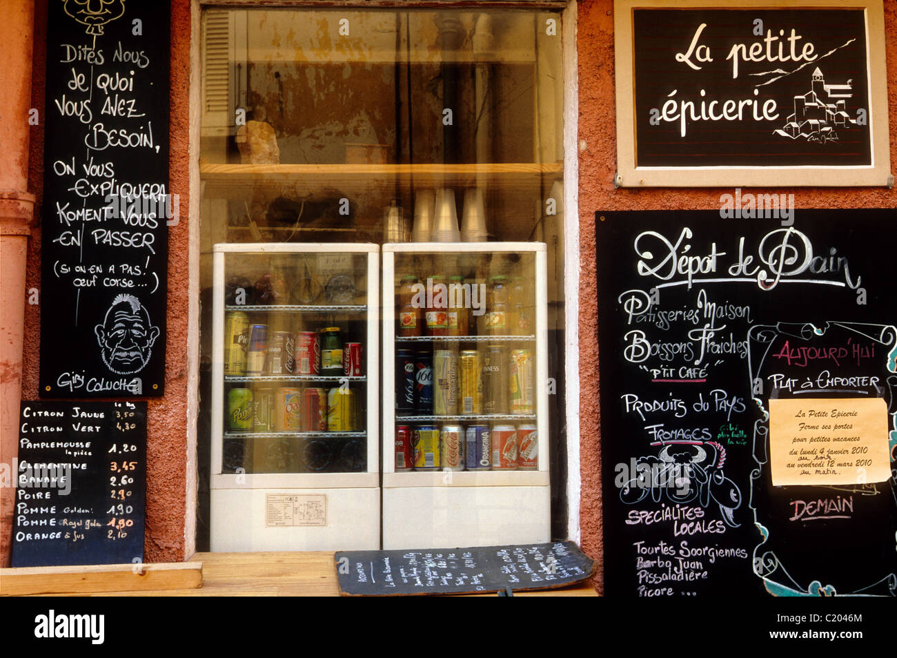Grocery in the medieval perched village of Saorge Stock Photo - Alamy