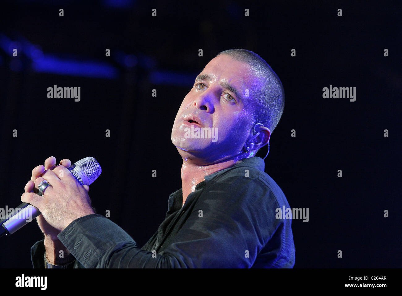 Scott Stapp lead singer of the band Creed performing at the Cruzan ...