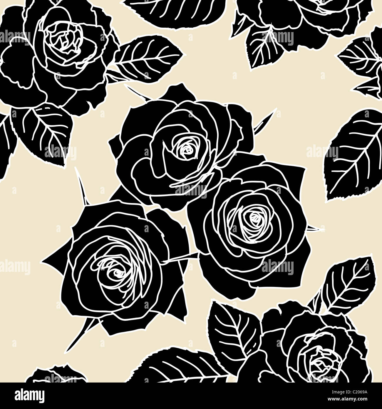 Seamless wallpaper with rose flowers Stock Photo - Alamy