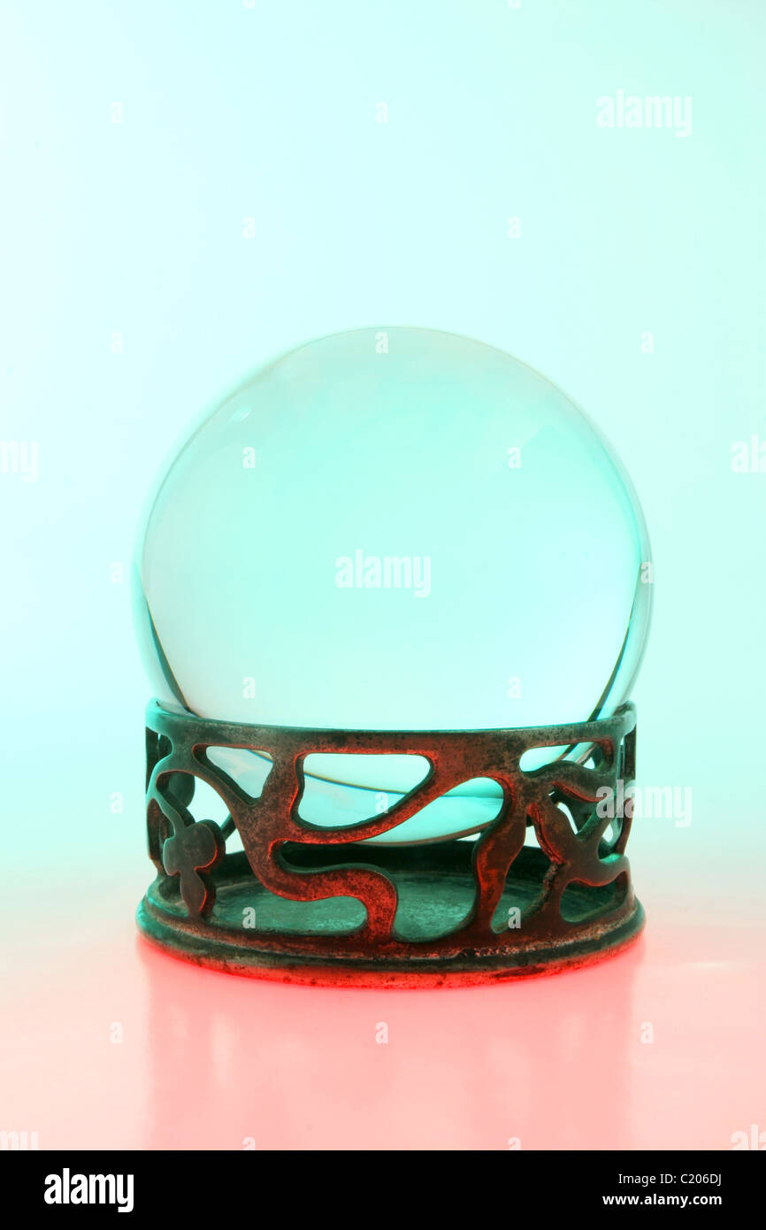 Crystal ball turquoise and red light Stock Photo - Alamy