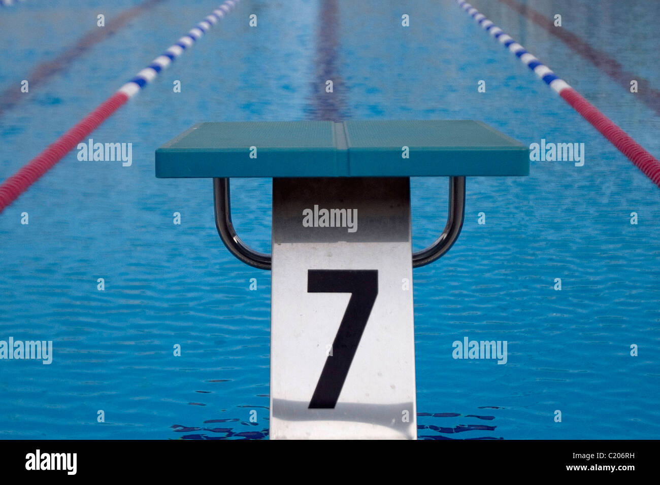 Starting platforms with numbers for swimming races Stock Photo - Alamy