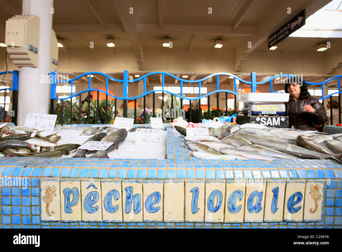 The popular covered market of Cannes Forville Stock Photo - Alamy