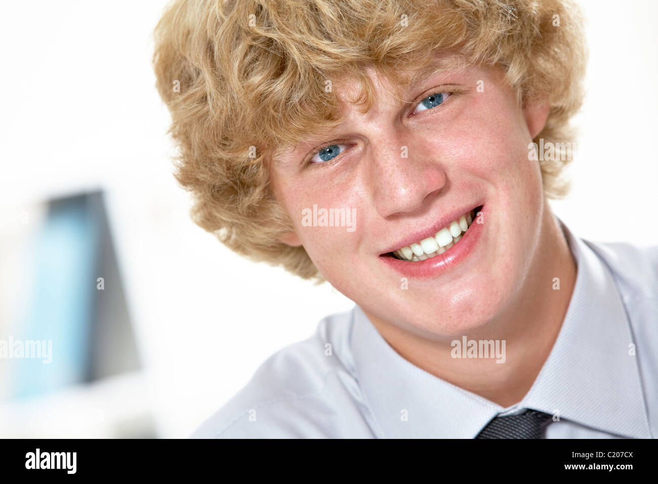 Portrait of happy manager looking at camera Stock Photo - Alamy