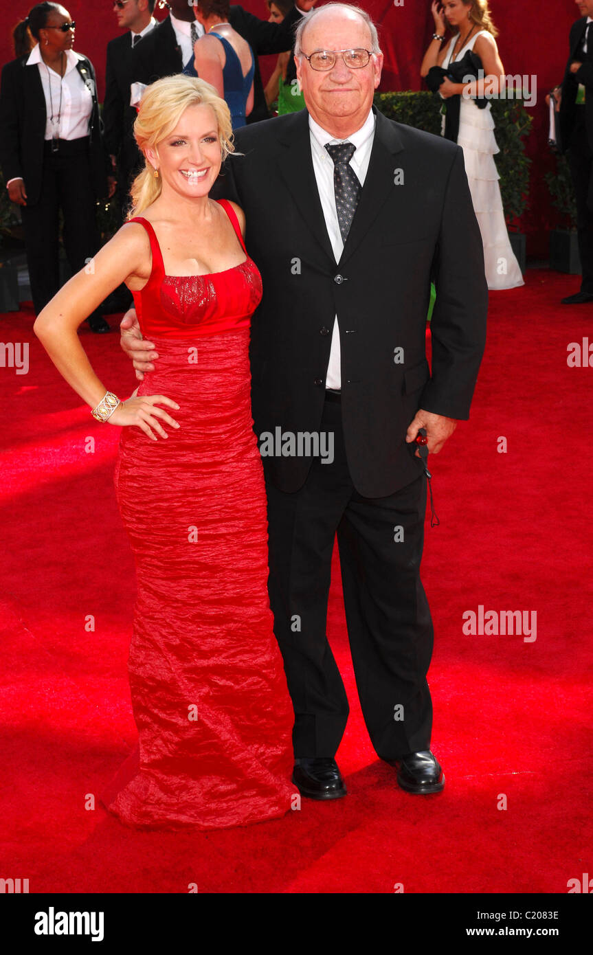 Angela Kinsey and father 61st Primetime Emmy Awards held at the Nokia ...