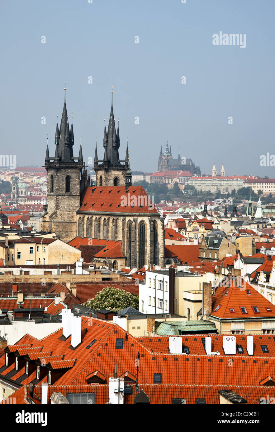 Prague, city skyline view and the Powder Tower Stock Photo - Alamy