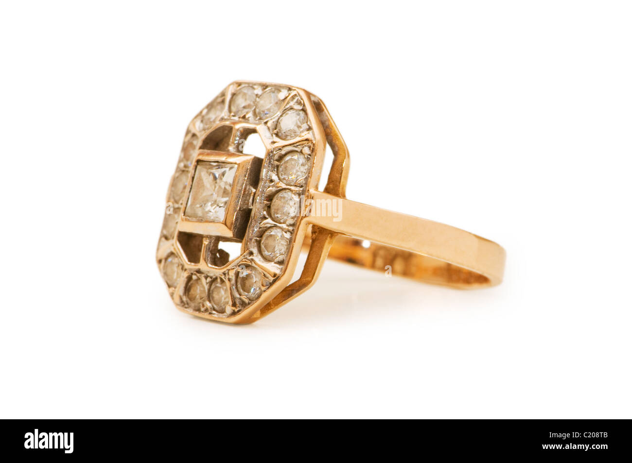 Golden ring isolated on the white background Stock Photo - Alamy