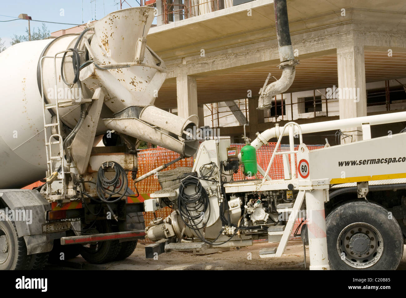 cement truck concrete wagon lorry building industry construction site ...