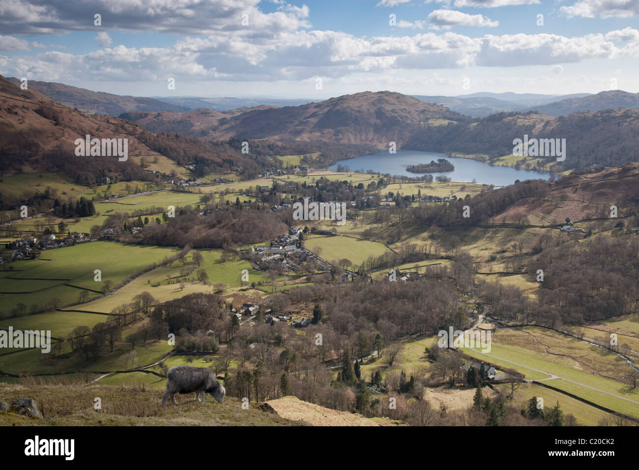 Grasmere form Helm Crag in Cumbria Stock Photo - Alamy