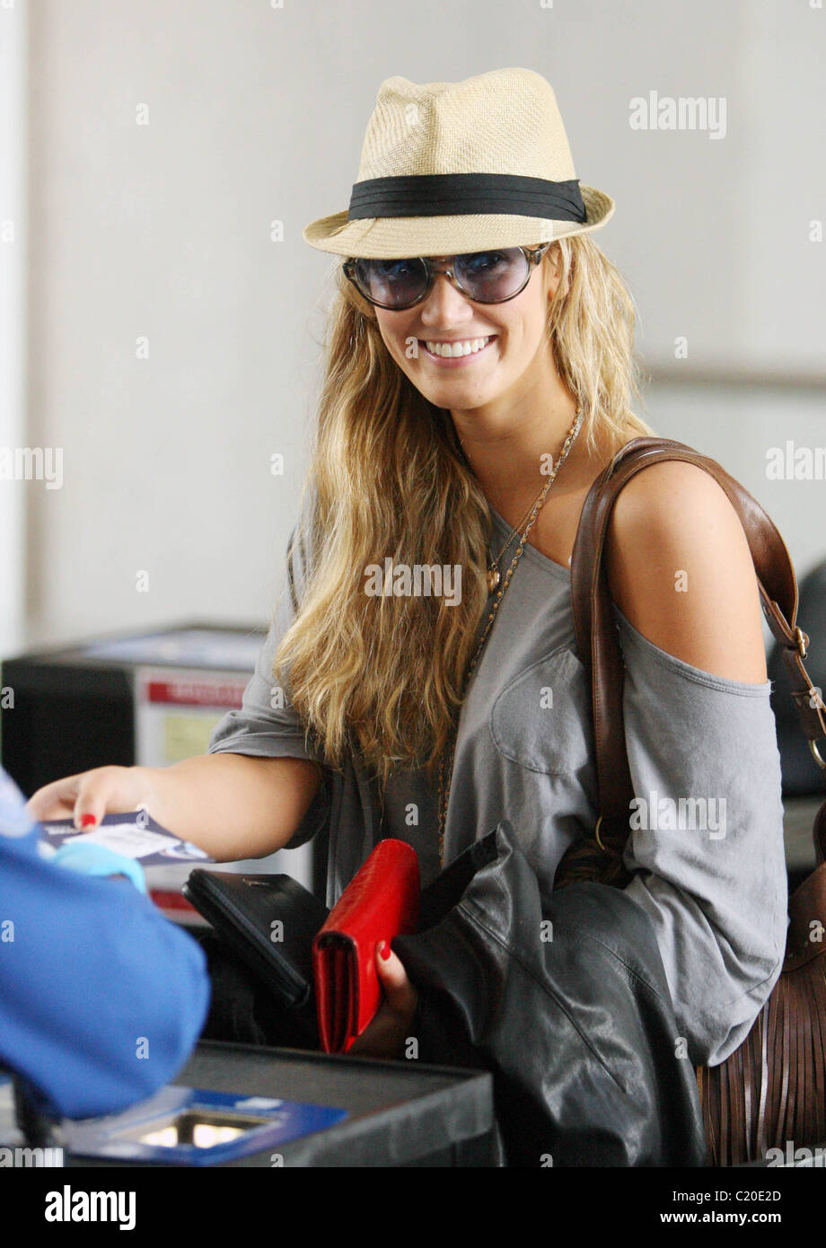 Australian singer Delta Goodrem arriving at LAX airport to catch a ...