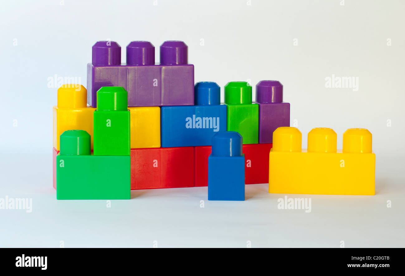 child's building blocks on white background Stock Photo - Alamy