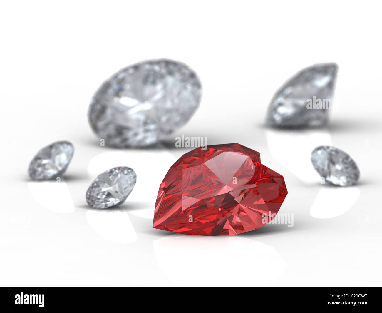 Diamond in heart shaped Cut Out Stock Images & Pictures - Alamy