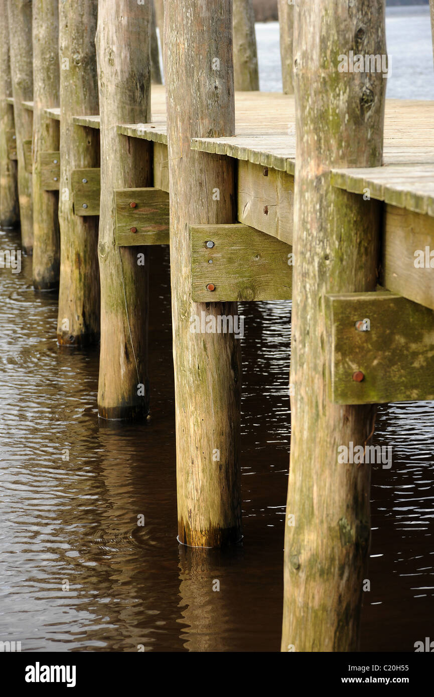 A wooden jetty on an English lake Stock Photo - Alamy