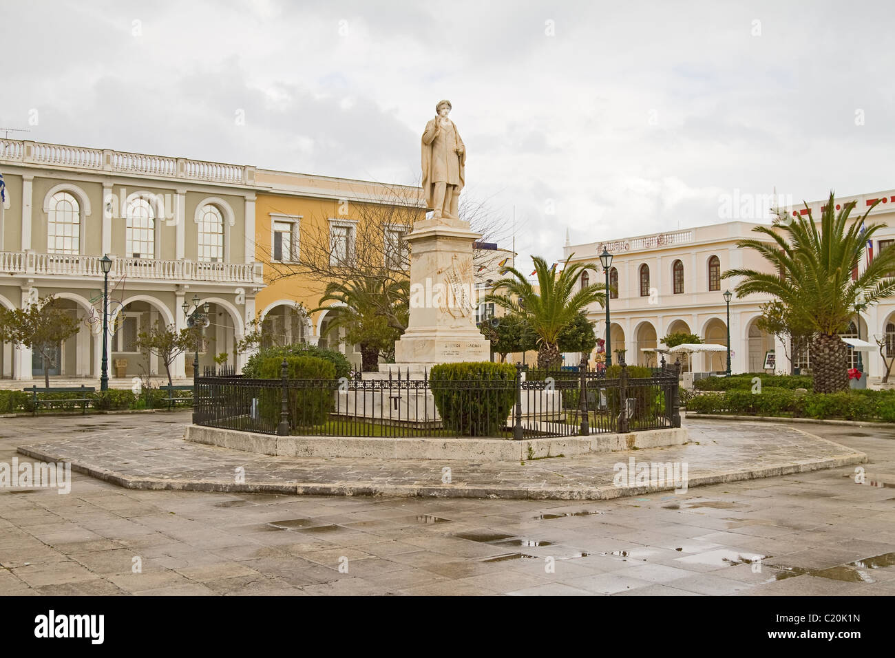 The statue of Dionisios Solomos, the poet of the Greek anthem, in ...