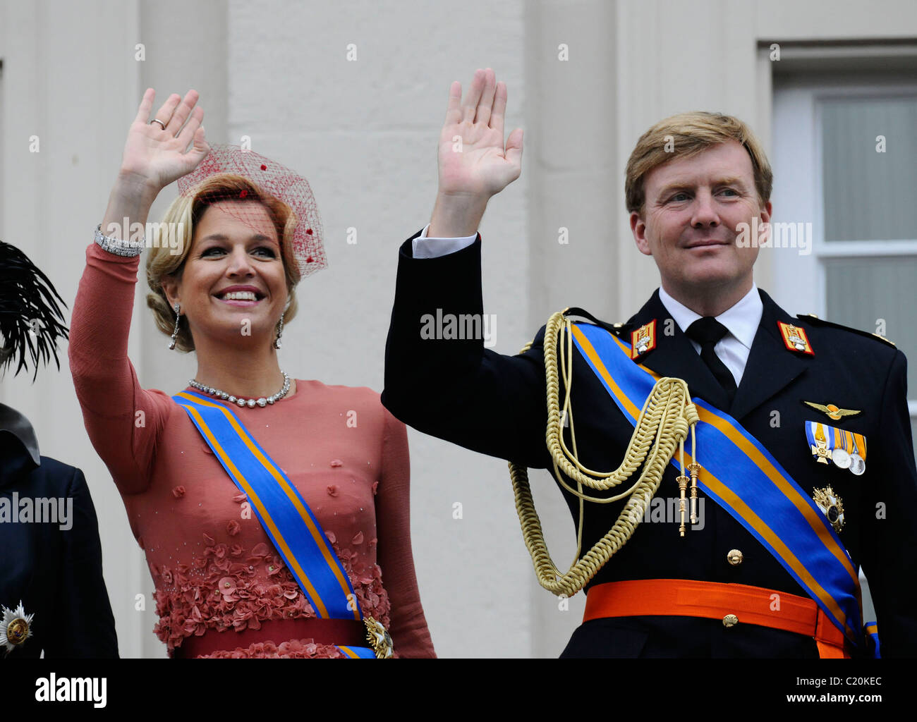 Prince Willem Alexander and Princess Maxima wave from the balcony of ...