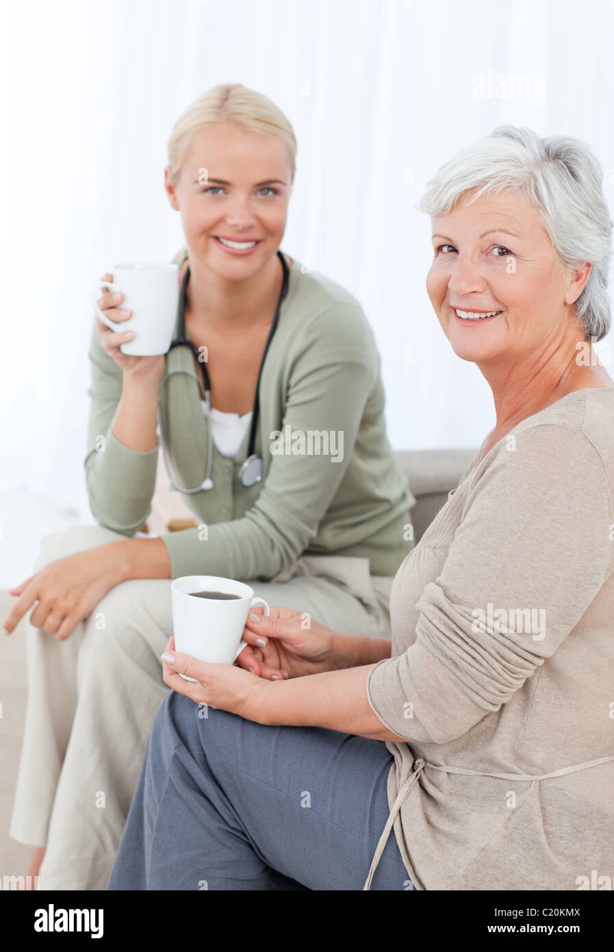 Nurse drinking coffee working hi-res stock photography and images - Alamy