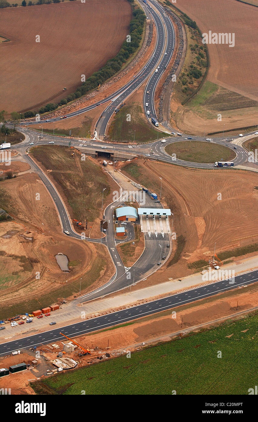 Aerial view of the M6 Toll motorway under construction at Wall Island ...