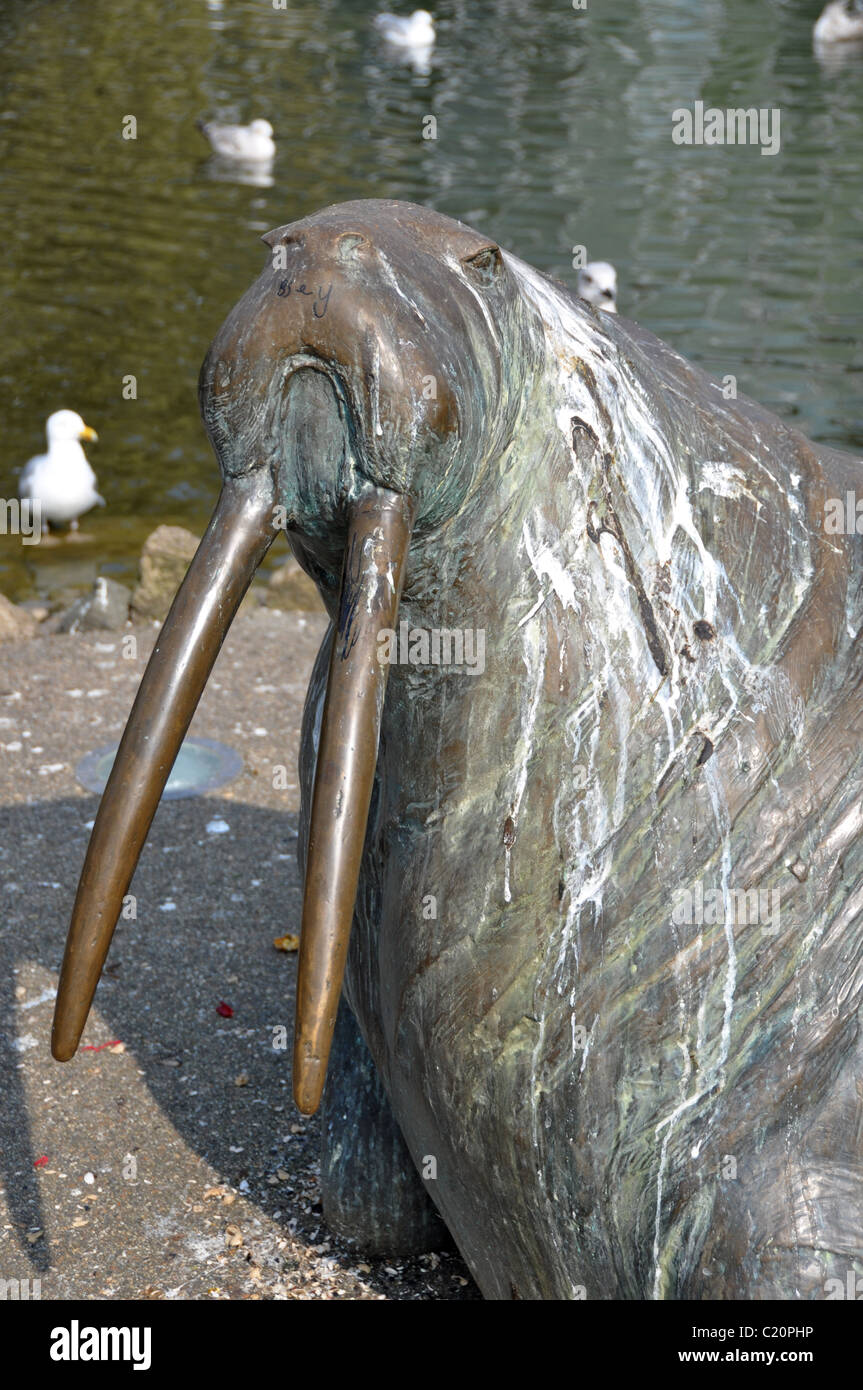 Winter gardens Sunderland Walrus bronze statue Andrew Burton artist ...