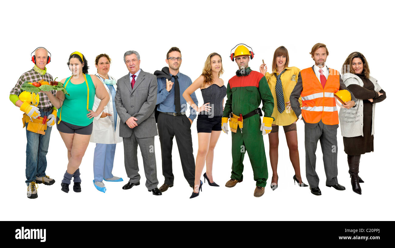 Crowd or group of different people isolated in white Stock Photo - Alamy