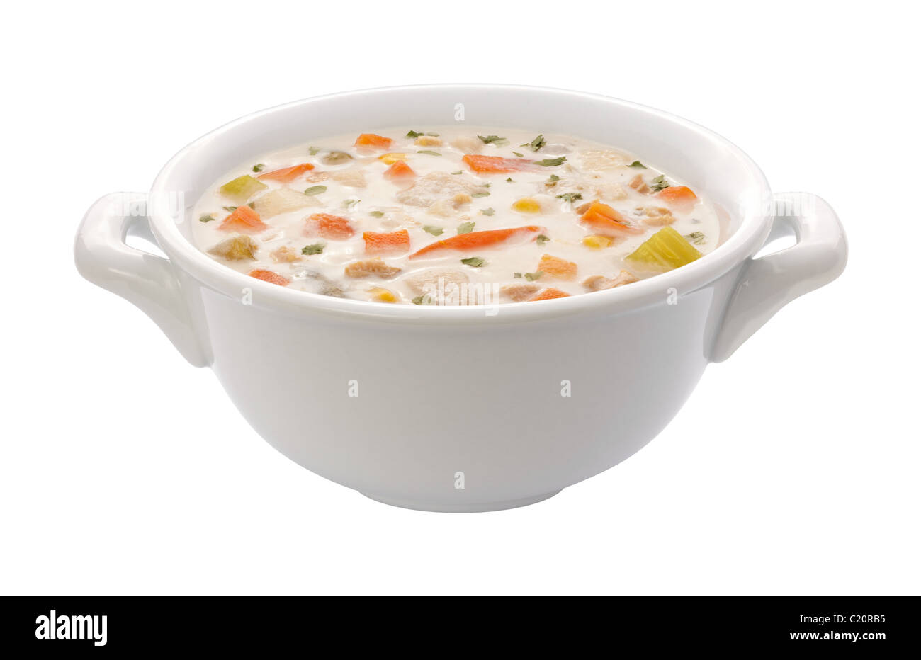 Clam Chowder Bowl Isolated on a white background Stock Photo - Alamy