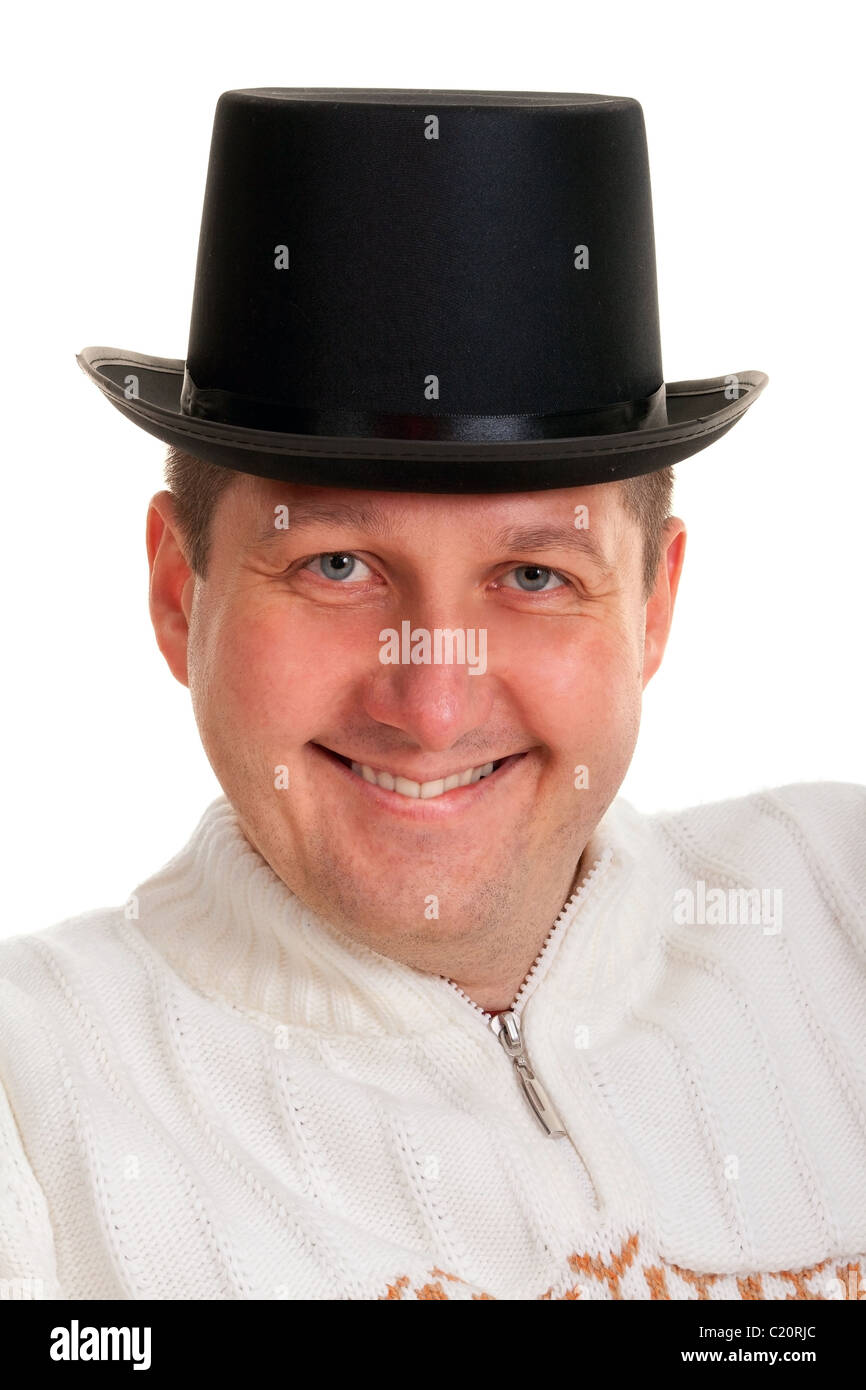 portrait of a man in a bowler hat on a white background Stock Photo - Alamy
