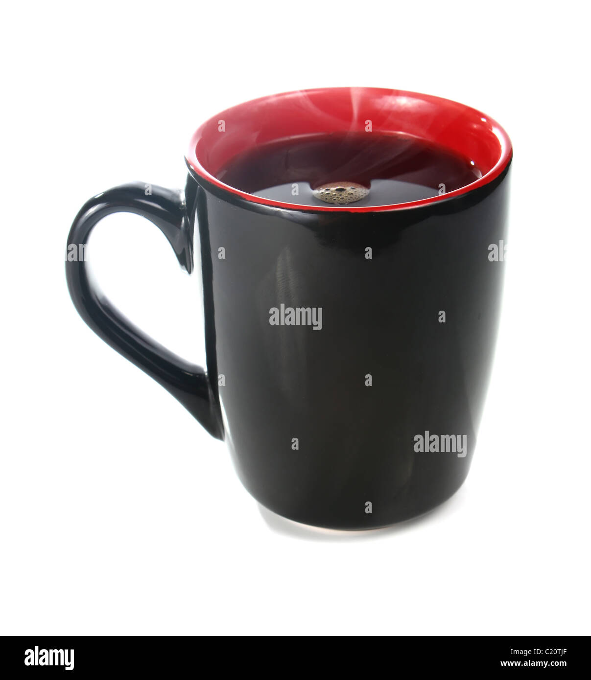 coffee is in a black cup isolated on white background Stock Photo - Alamy