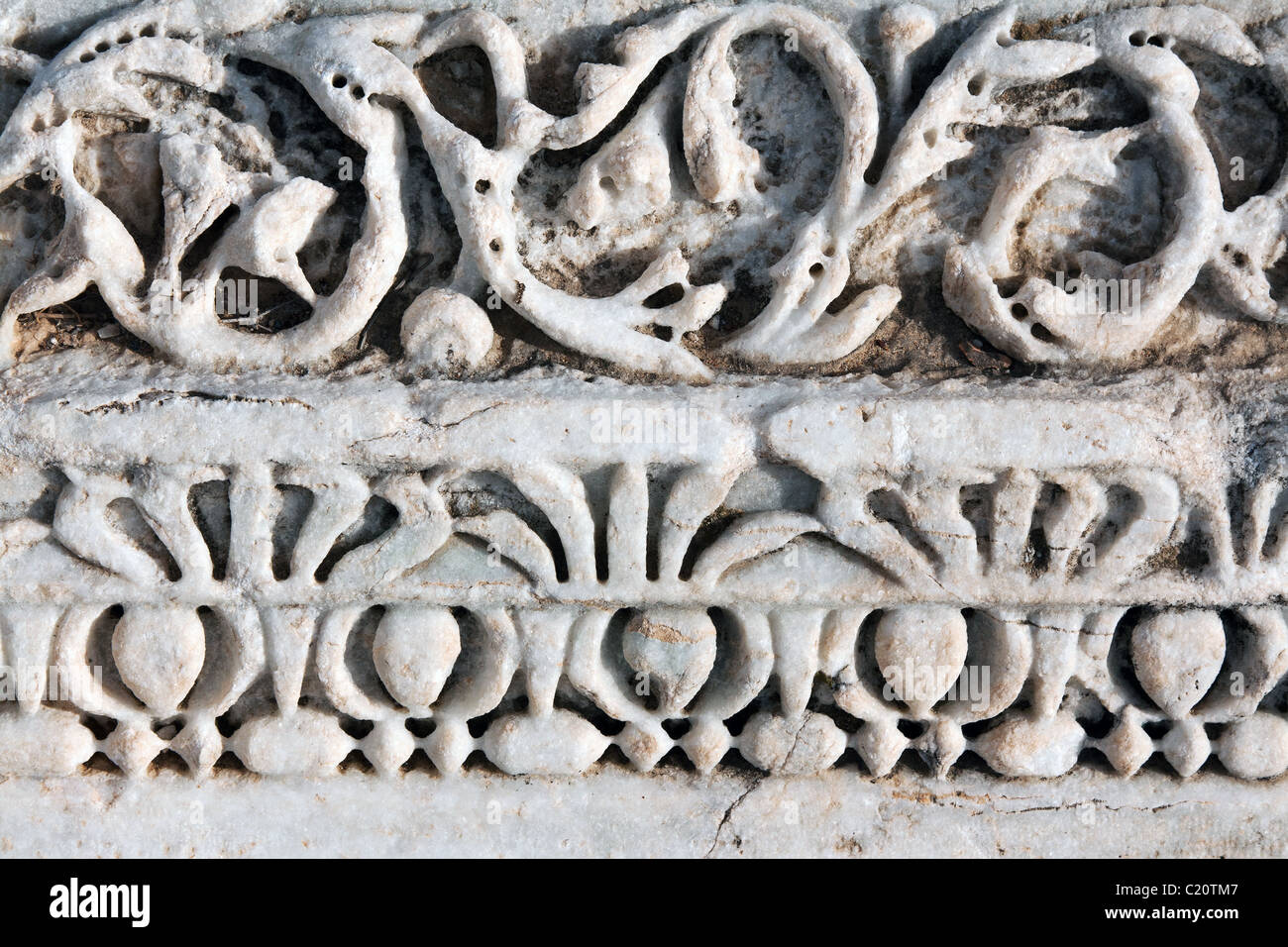 Carved patterns in the old white marble Stock Photo - Alamy