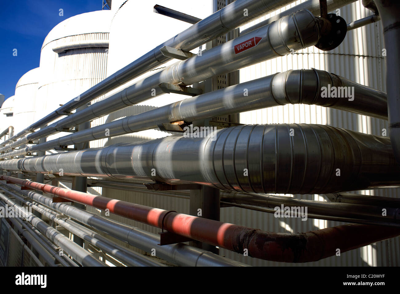 Industrial, chemical, holding tanks, factory, industry, pipes, piping ...