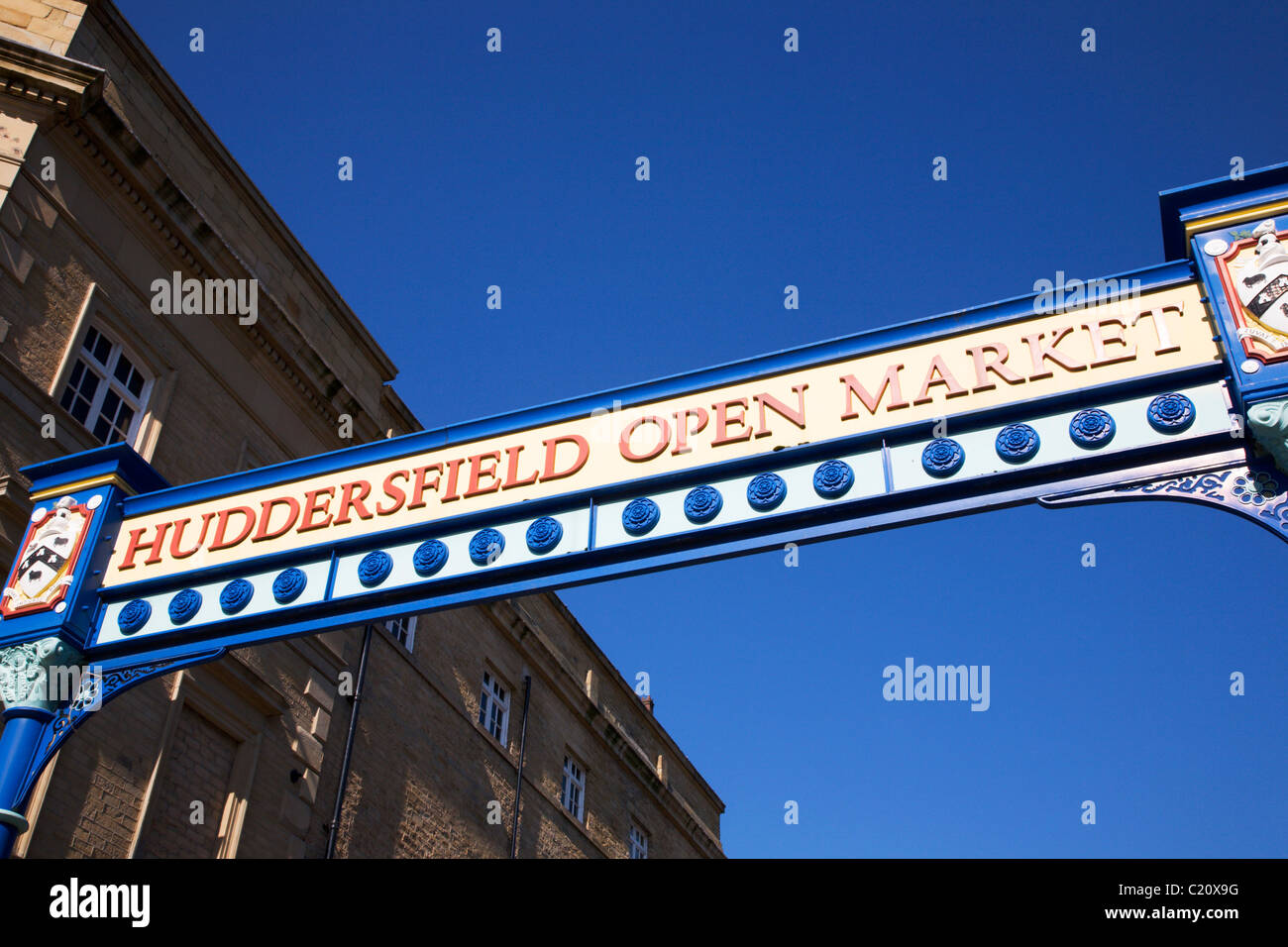 Huddersfield Open Market Sign Huddersfield West Yorkshire Englan Stock ...