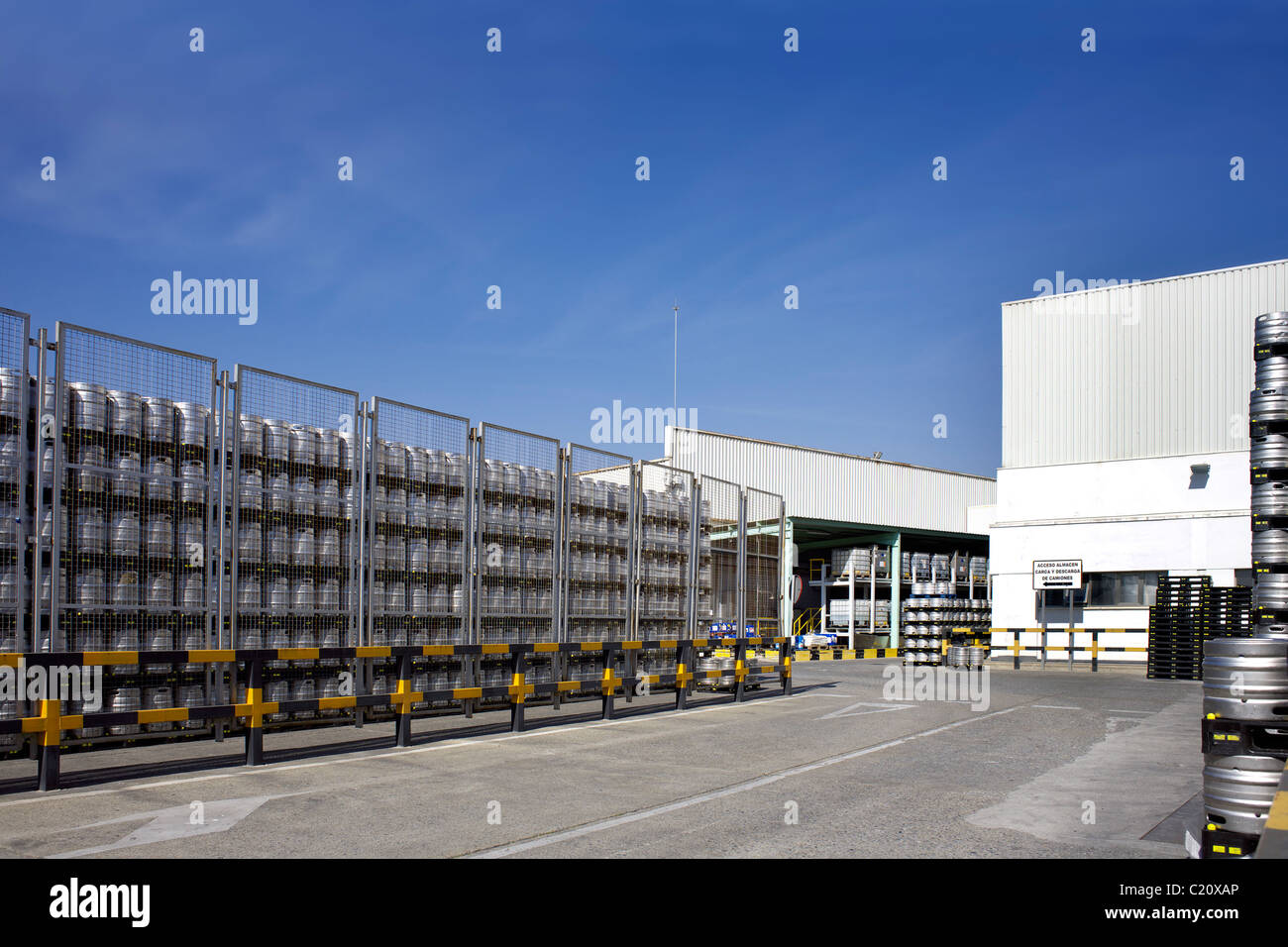 Stack of aluminium beer barrels, kegs, barrel, keg, stacks, aluminium ...