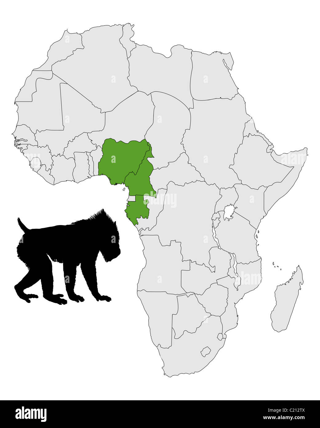 Mandrill range map Stock Photo - Alamy