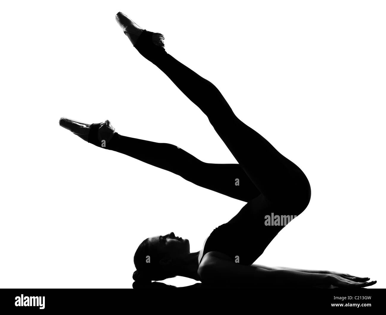 beautiful caucasian tall woman ballet dancer halasana Shoulder Stand ...