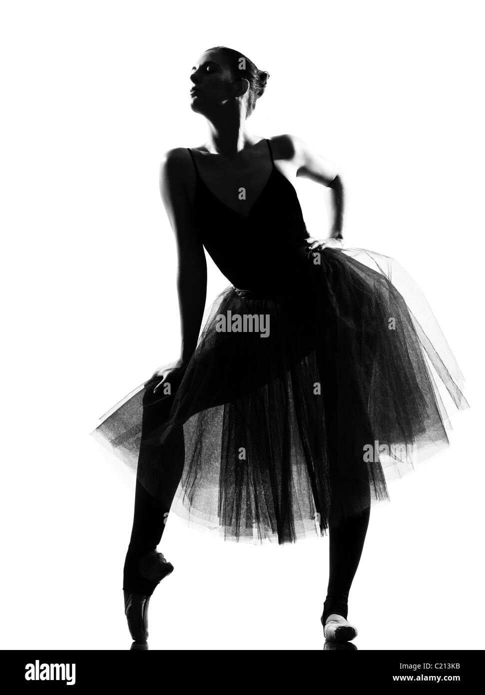 beautiful caucasian tall woman ballet dancer standing pose full length ...