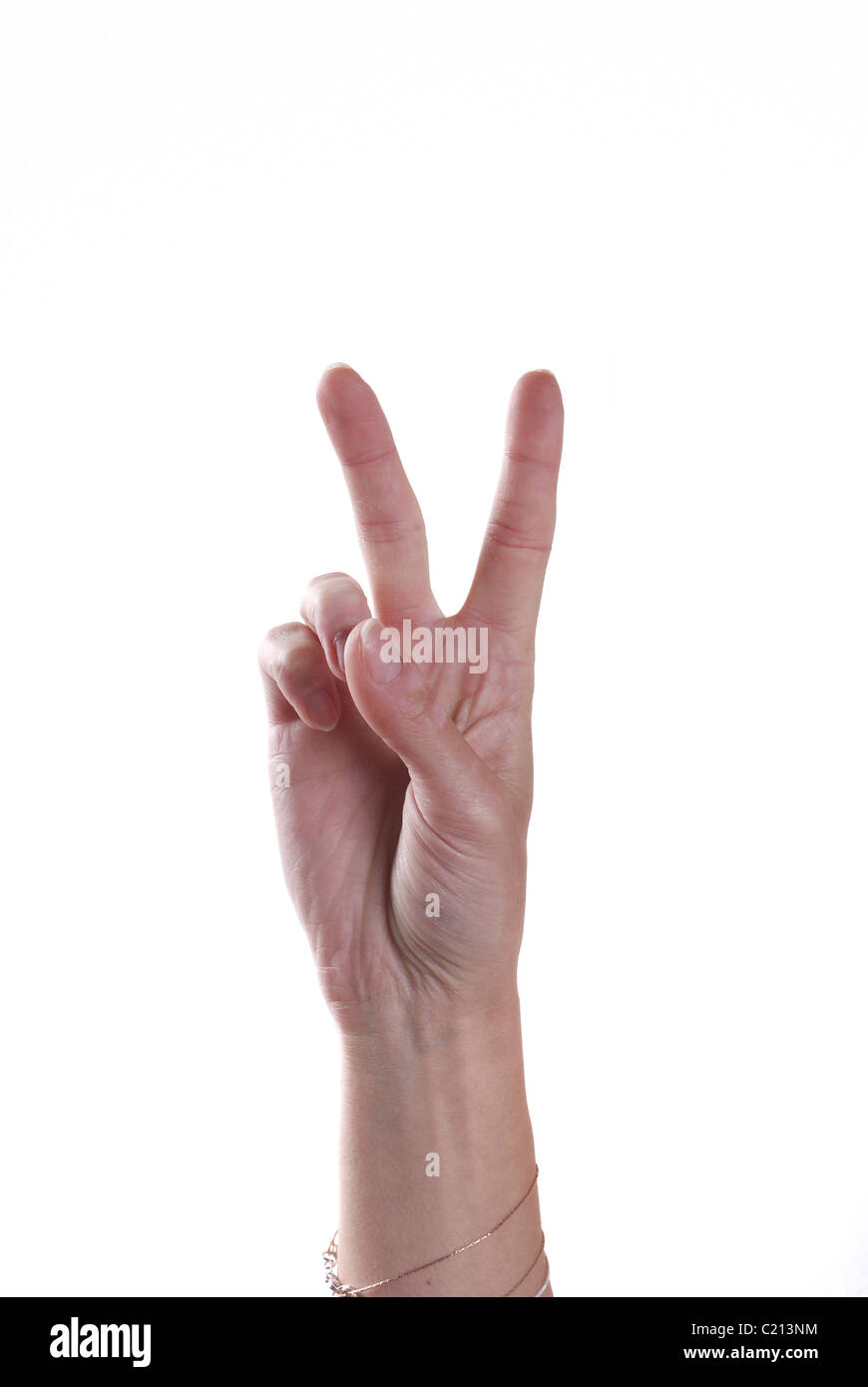 Hand v hi-res stock photography and images - Alamy