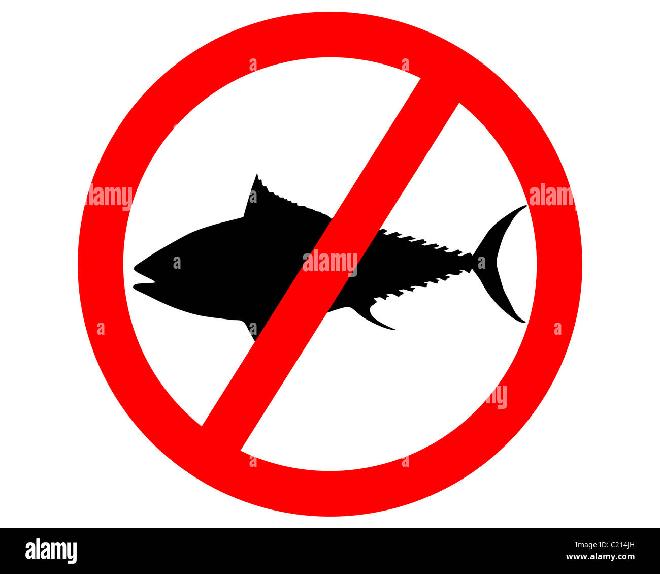 Prohibition sign tuna fishing Stock Photo - Alamy