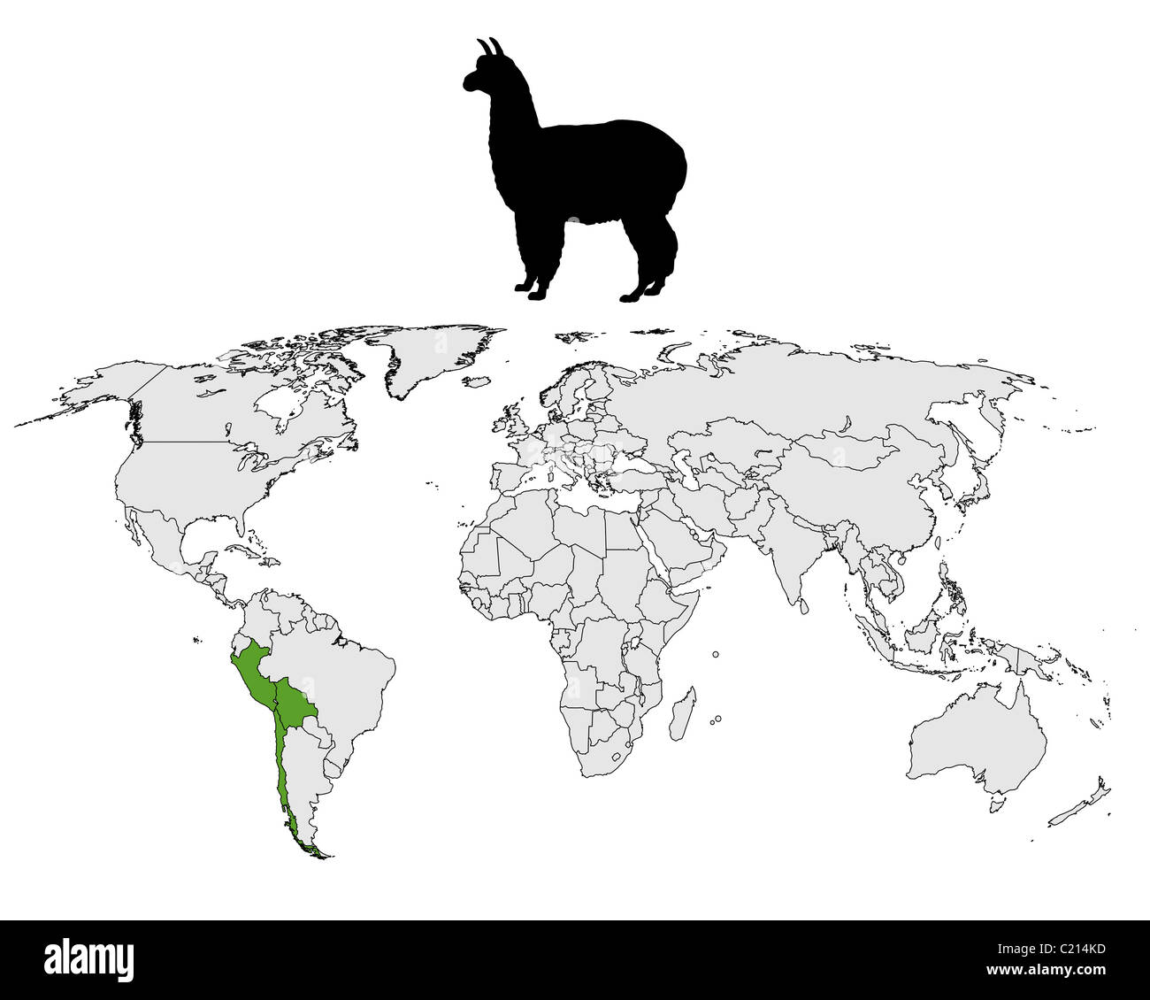 Alpaca range map Stock Photo - Alamy