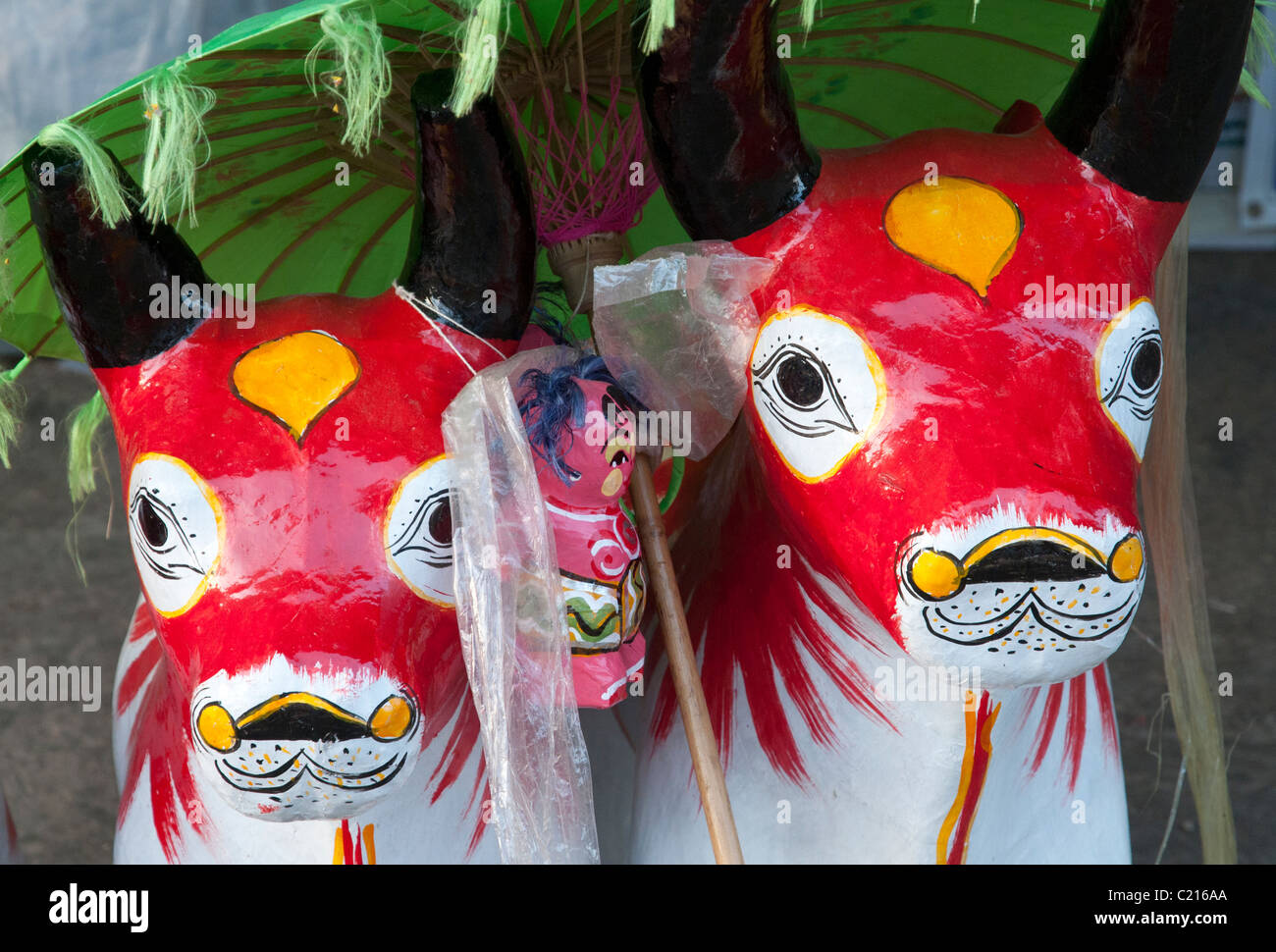 wooden statue of religious cattle. Shwedagon. yangon. Myanmar Stock ...