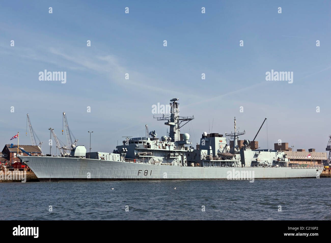 HMS Sutherland alongside in Devonport Dockyard Stock Photo - Alamy