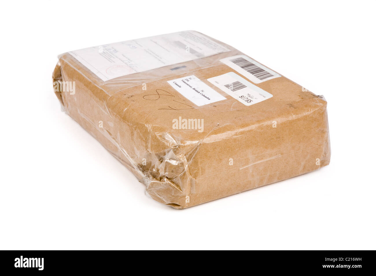 a brown paper package close up shot Stock Photo - Alamy